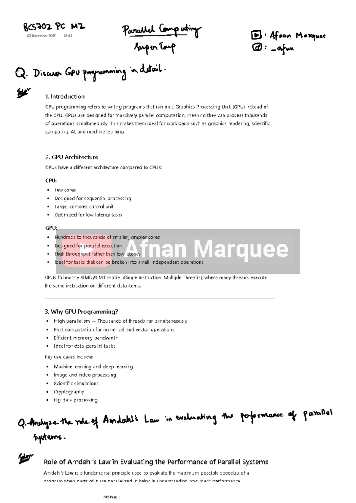 PC M2 Super IMP @Afnan Marquee - Parallel Computing - 02 December 2025 ...