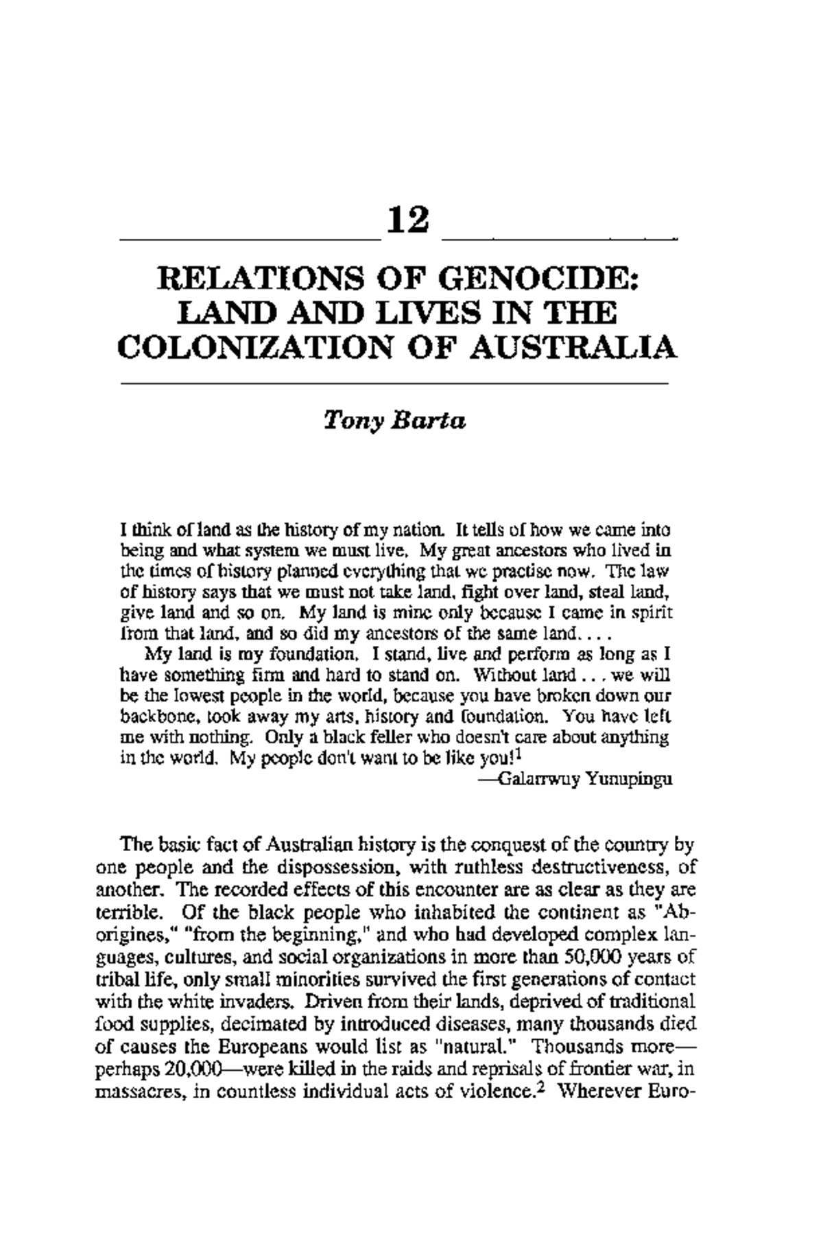 Relations of Genocide and Land in Australia's Colonization (HIST101 ...