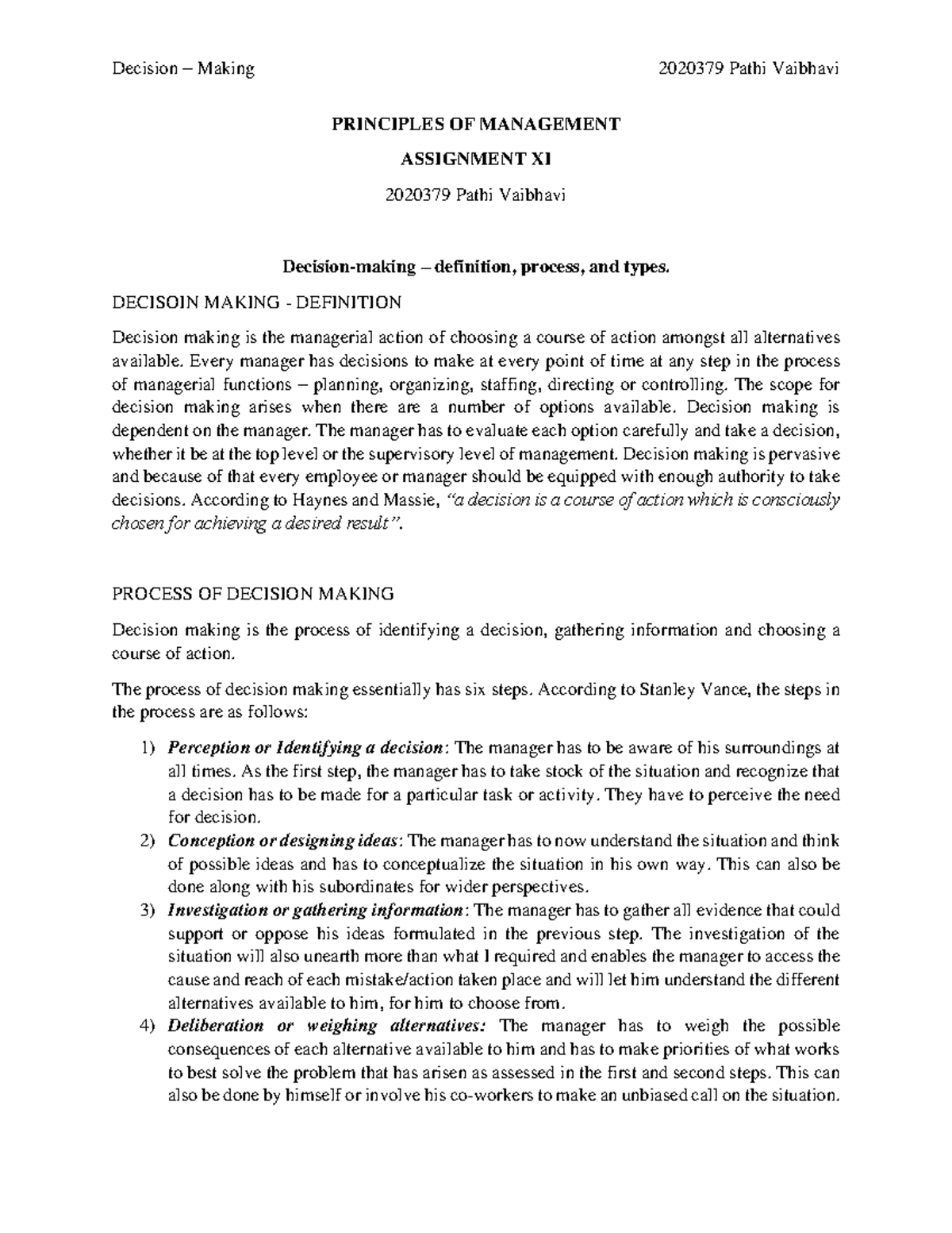 Decision-Making: Definition, Process, and Types (2020379) - Studocu