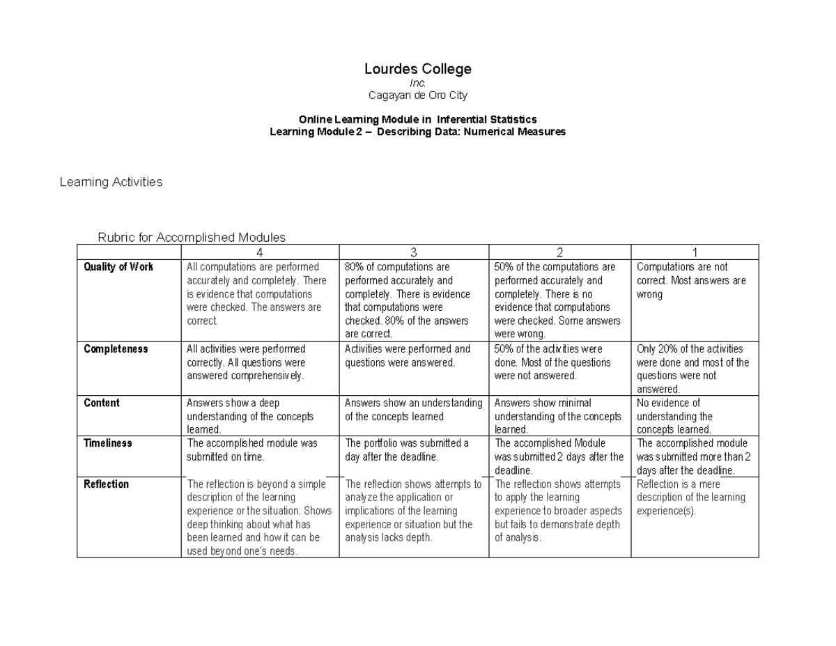 Module 2 Activities - The science of collecting, organizing, presenting, analyzing, and ...