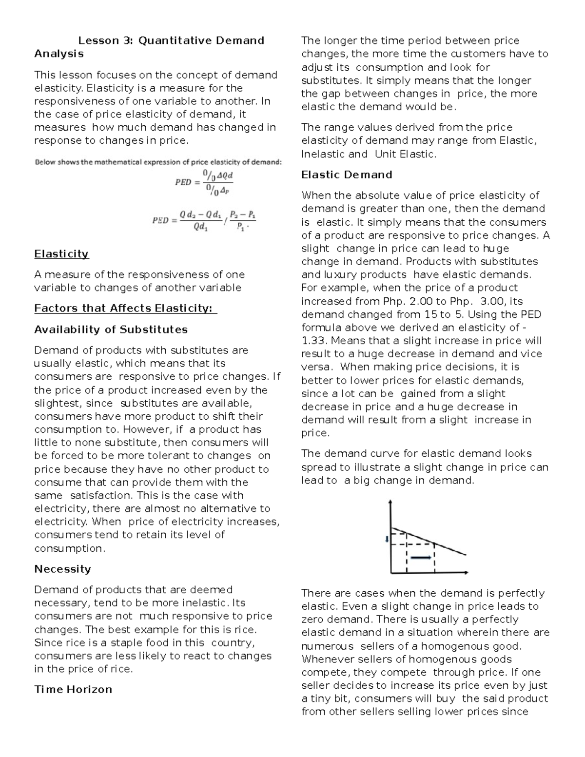 Man Econ - Chapter 3: Understanding Quantitative Demand Analysis - Studocu