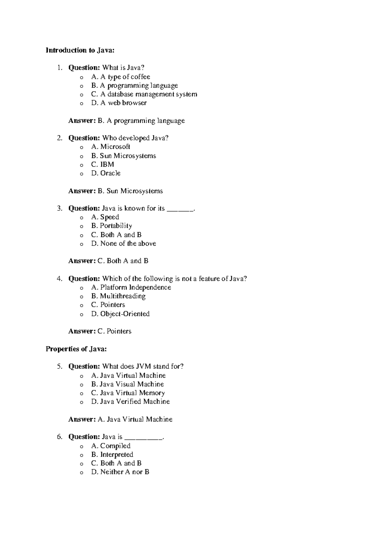 Java MCQ Study Guide: Key Concepts and Questions for Mastery - Studocu