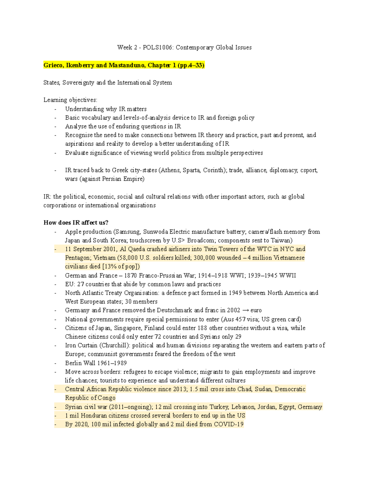 Week 2 POLS1006: States, Sovereignty, and Global Politics Insights ...