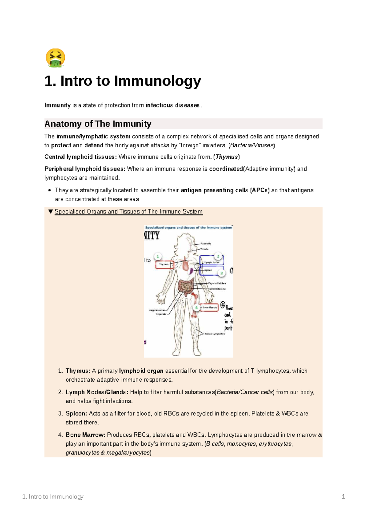 Intro to Immunology: Key Concepts and Immune System Overview - Studocu