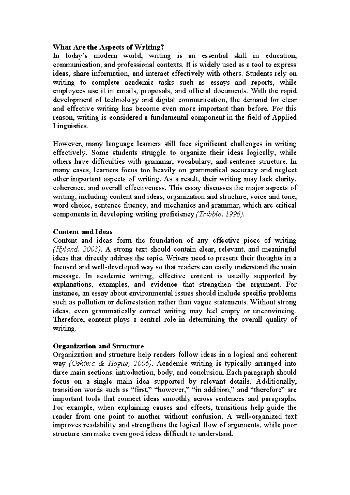 Aspects of Writing: Key Components for Effective Communication in AL 79 ...