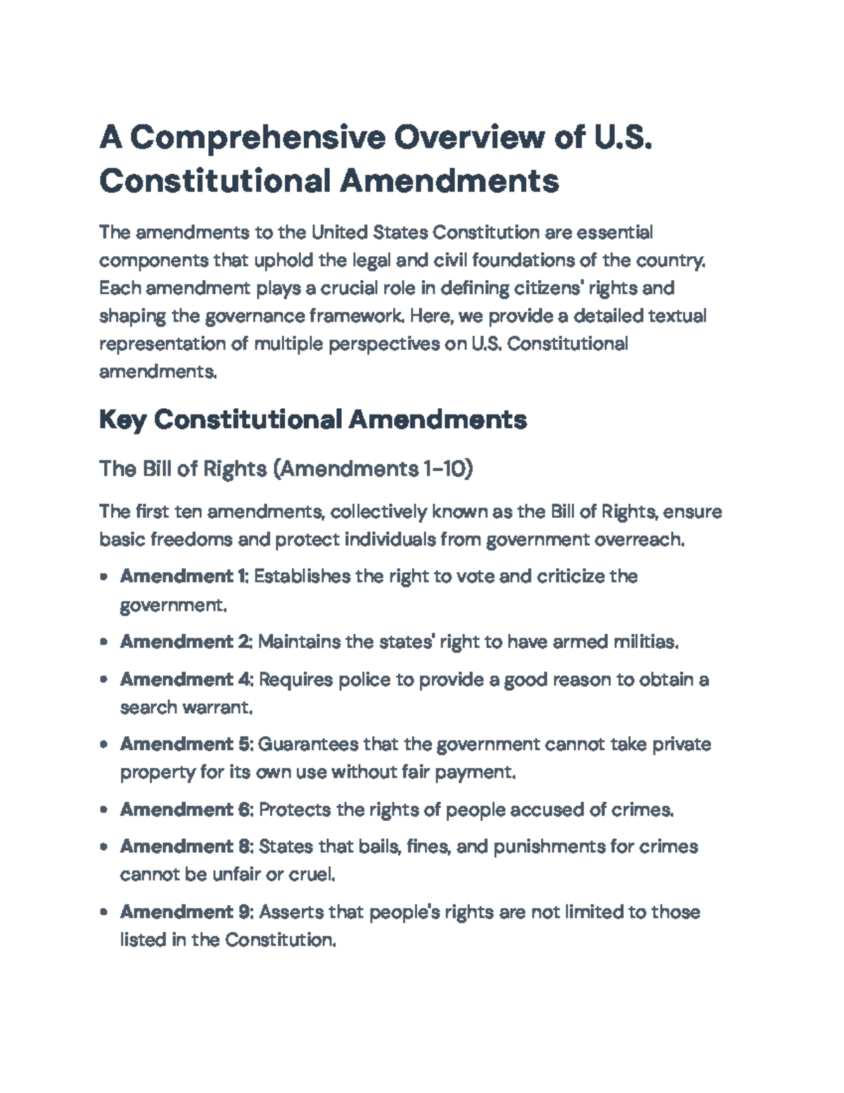 U.S. Constitutional Amendments: A Detailed Overview and Impact Analysis ...
