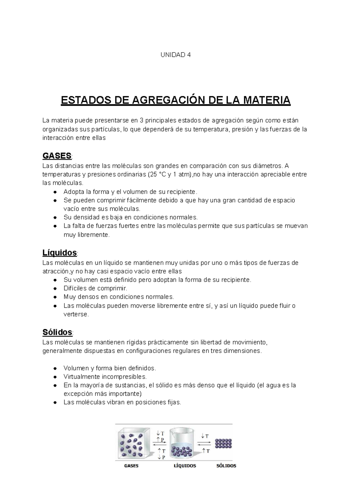 Resumen de Química General - Unidad 4: Estados de Agregación de la ...