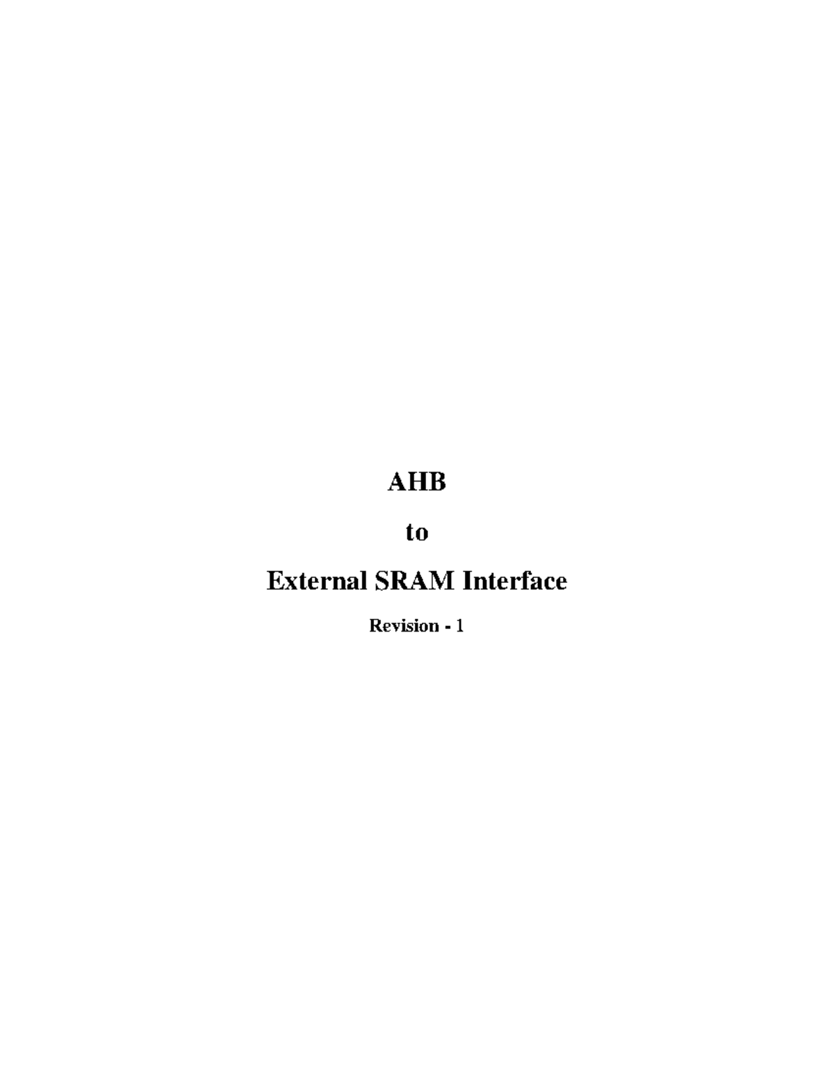 AHB SRAM Interface Design Specification - Revision 1 - Studocu