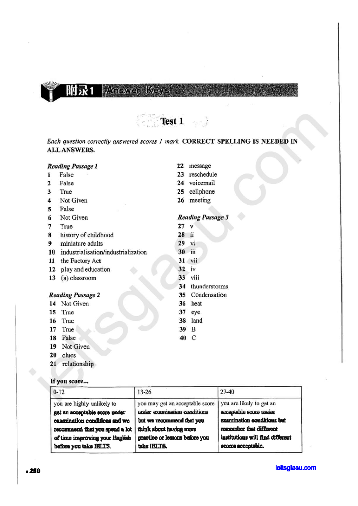 IELTS Test 1 Answer Key: Detailed Corrections and Scoring Guide - Studocu