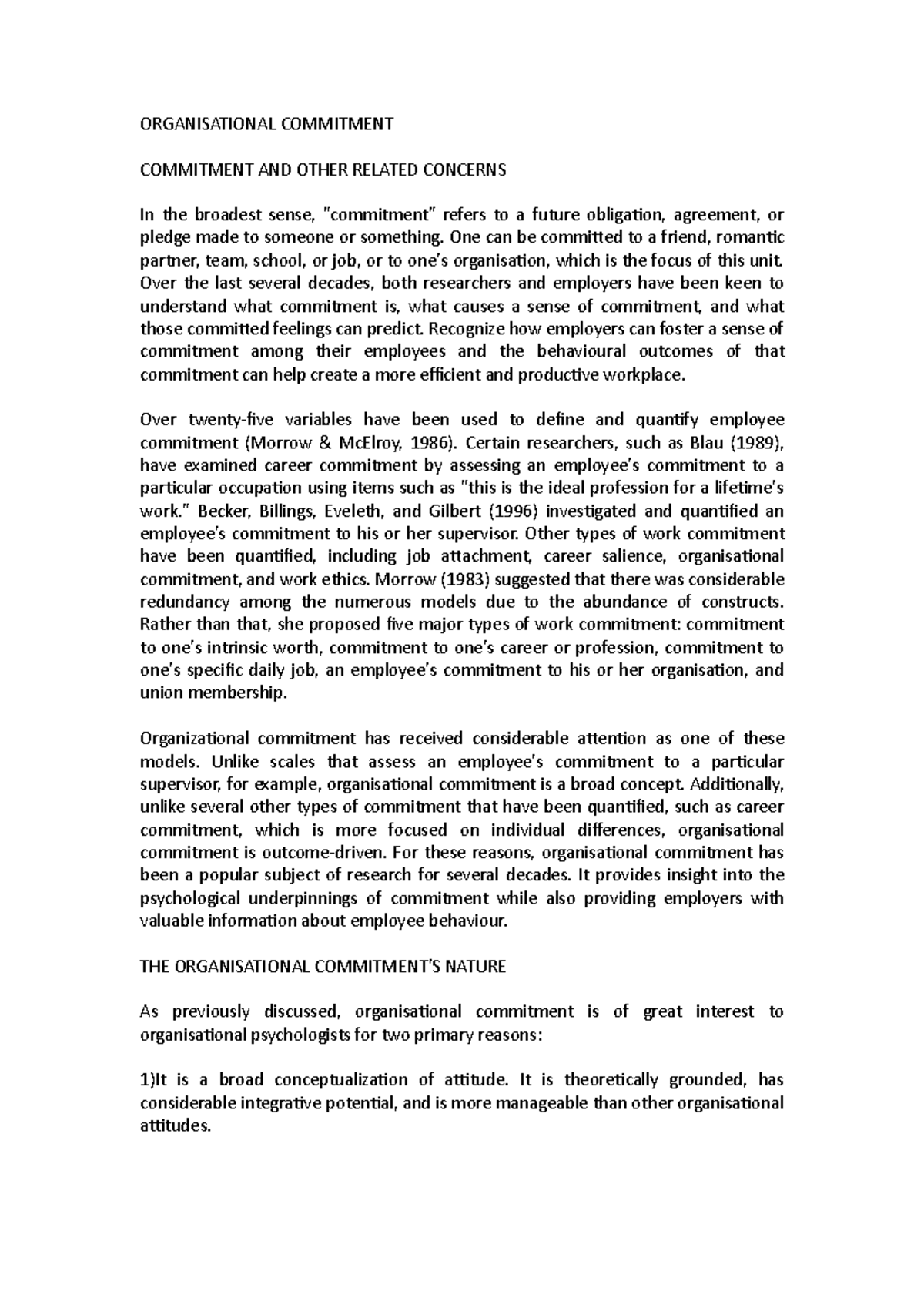 Organisational Commitment - ORGANISATIONAL COMMITMENT COMMITMENT AND ...