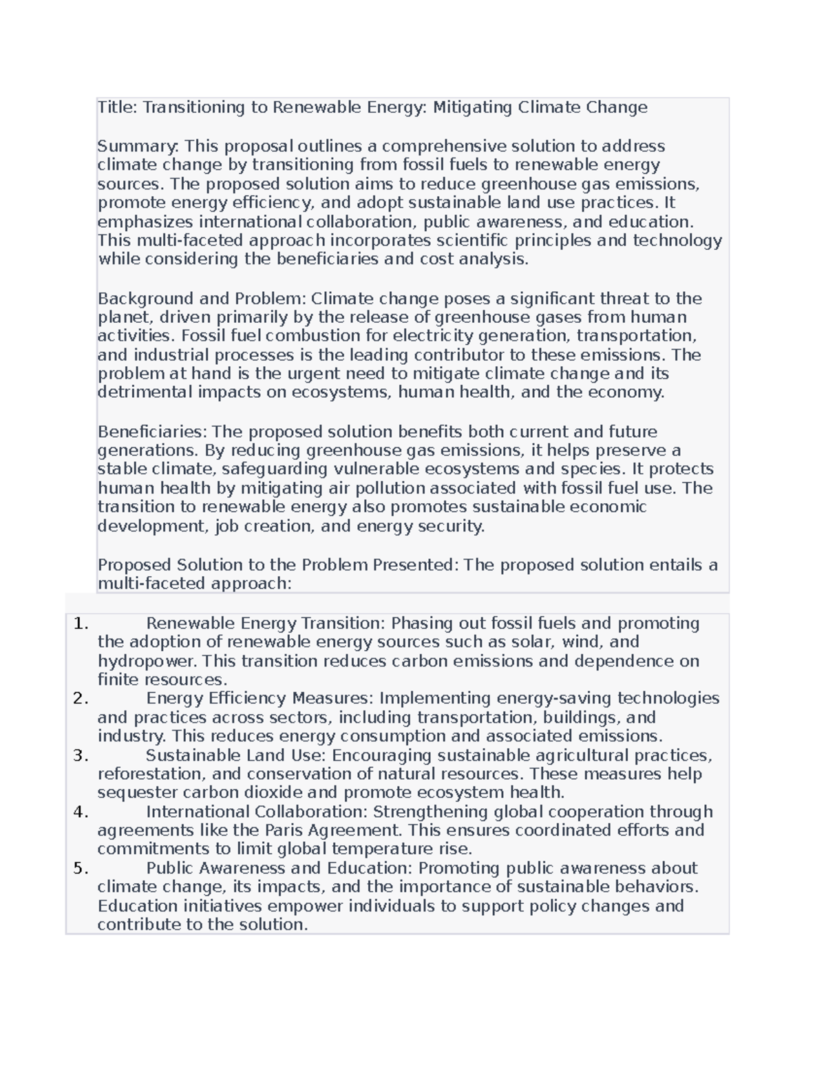 Harnessing Renewable Energy Solutions: Climate Change Mitigation - Studocu