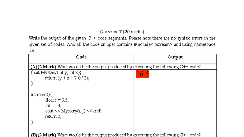 PF Sessional-II (Fall-20) Code Output Solutions - Studocu
