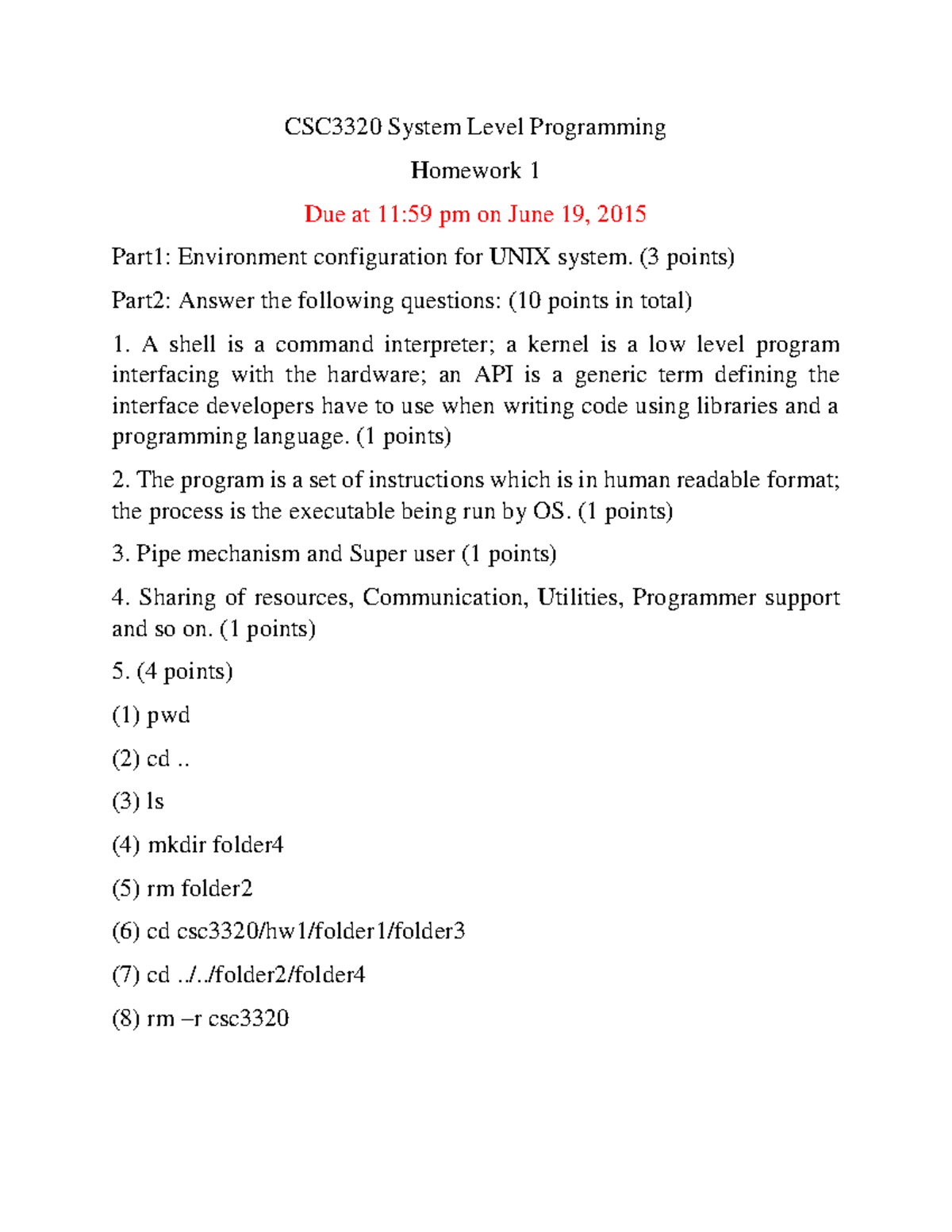CSC3320 System Level Programming Homework 1 Solutions & Key - Studocu