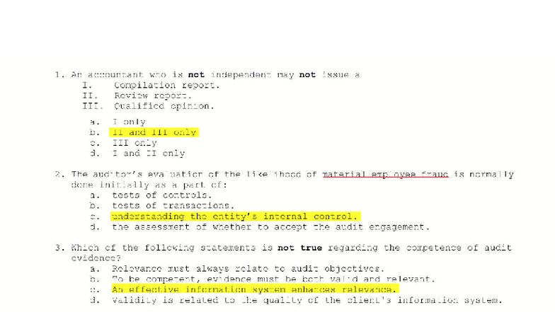 Auditing - Re Sa Reviewer (ACCT 101) - Studocu