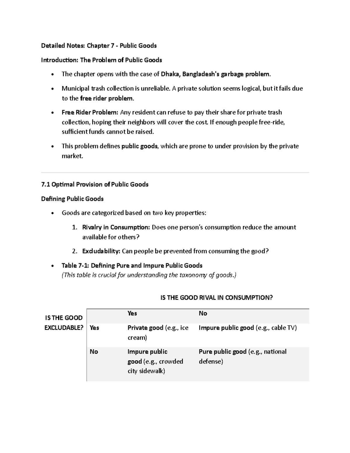 Chapter 07 Notes: Understanding Public Goods and Their Provision - Studocu