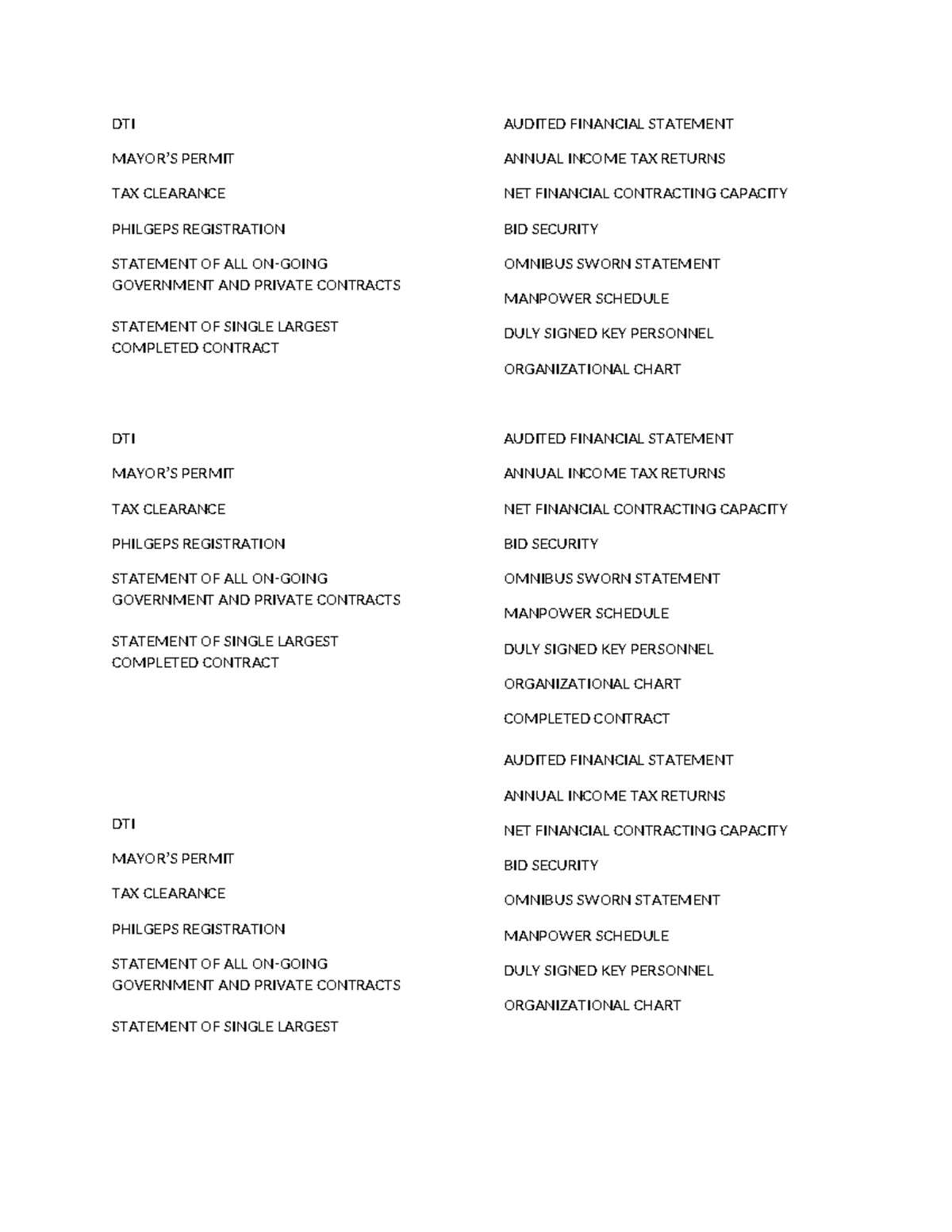 DTI dti - ssss - DTI MAYOR’S PERMIT TAX CLEARANCE PHILGEPS REGISTRATION ...