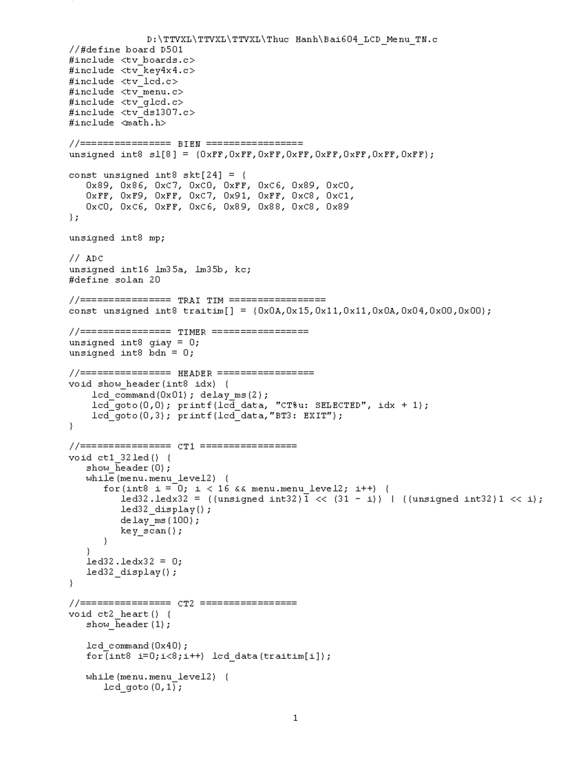 BTVN TTVXL 2026: Code Implementation for Board D501 Functions - Studocu