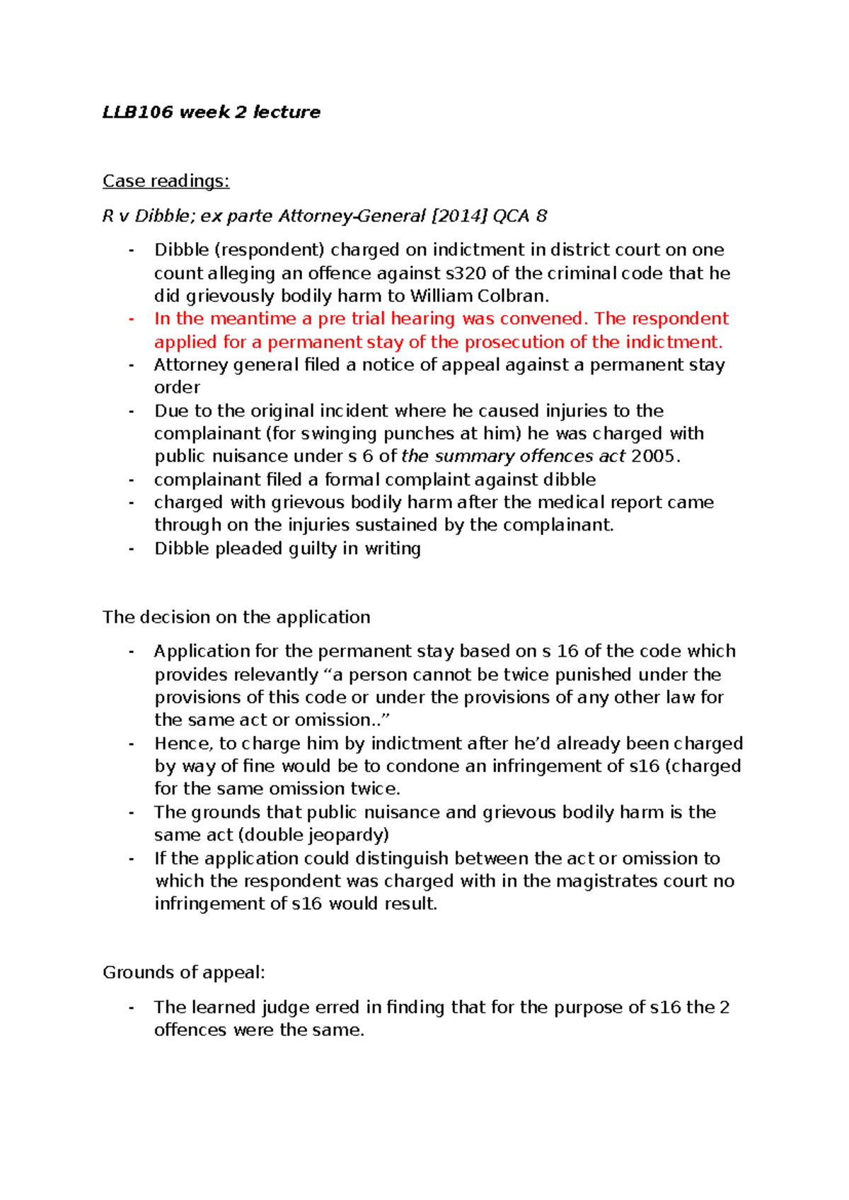 LLB106 Week 2 Lecture Notes: Criminal Law and Case Analysis - Studocu