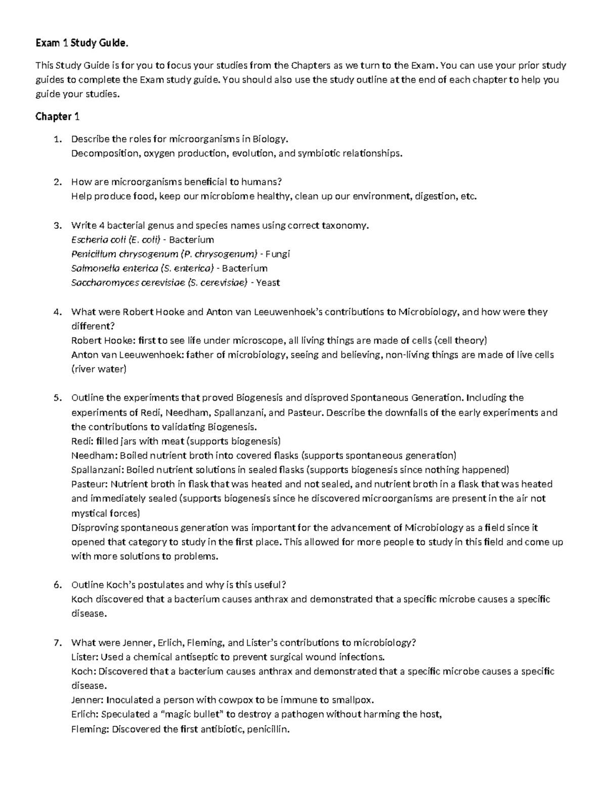 Unit 1 Exam 1 Study Guide: Key Concepts & Microbiology Foundations ...