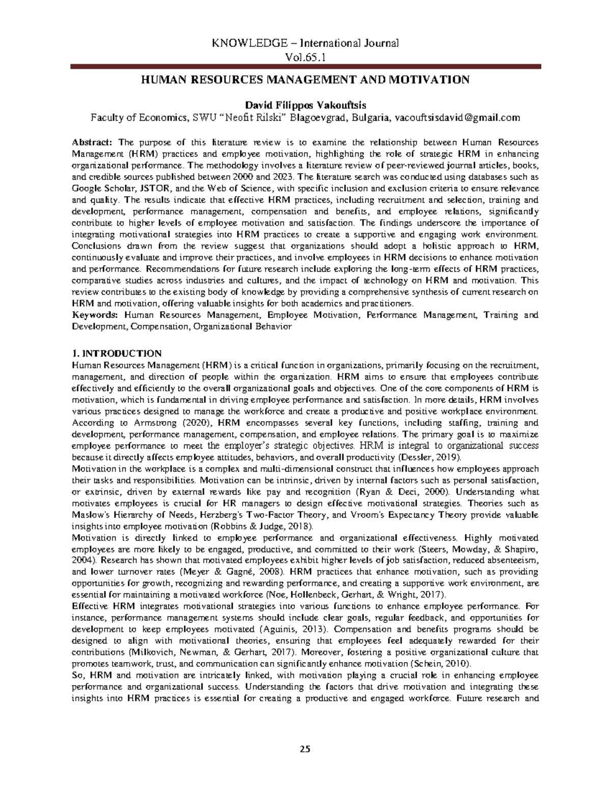 HRM & Motivation: A Literature Review on Employee Engagement - Studocu