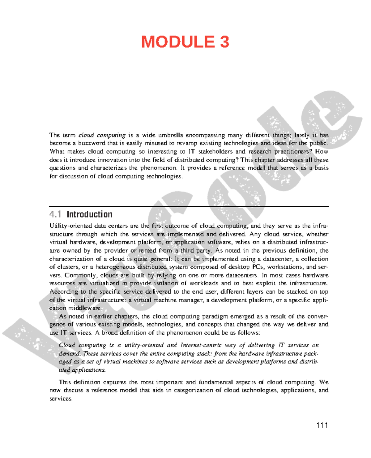 MODULE 3 Cloud Computing Architecture: Chapter 4 Overview and Insights ...
