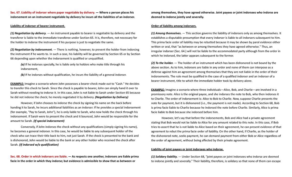 NEGO-67-87 - section 67-87 - Sec. 67. Liability of indorser where paper ...