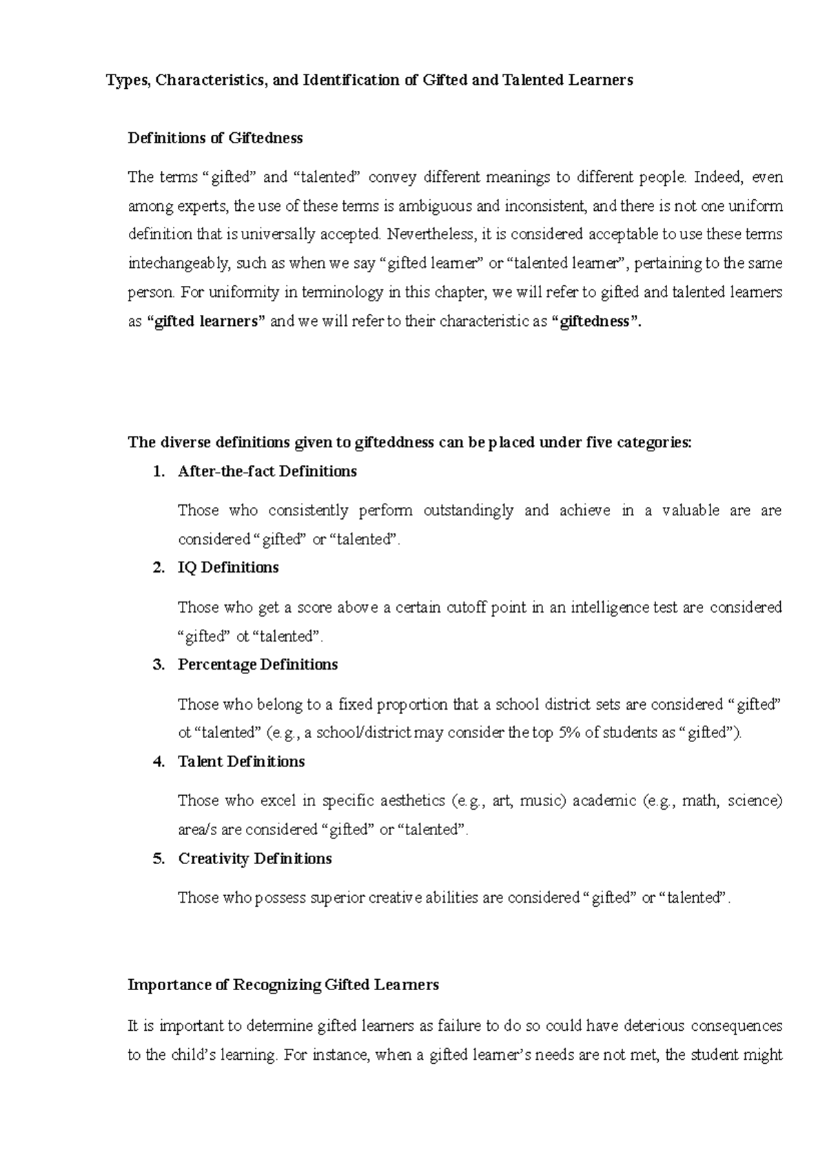 Types, Characteristics, and Identification of Gifted and Talented ...