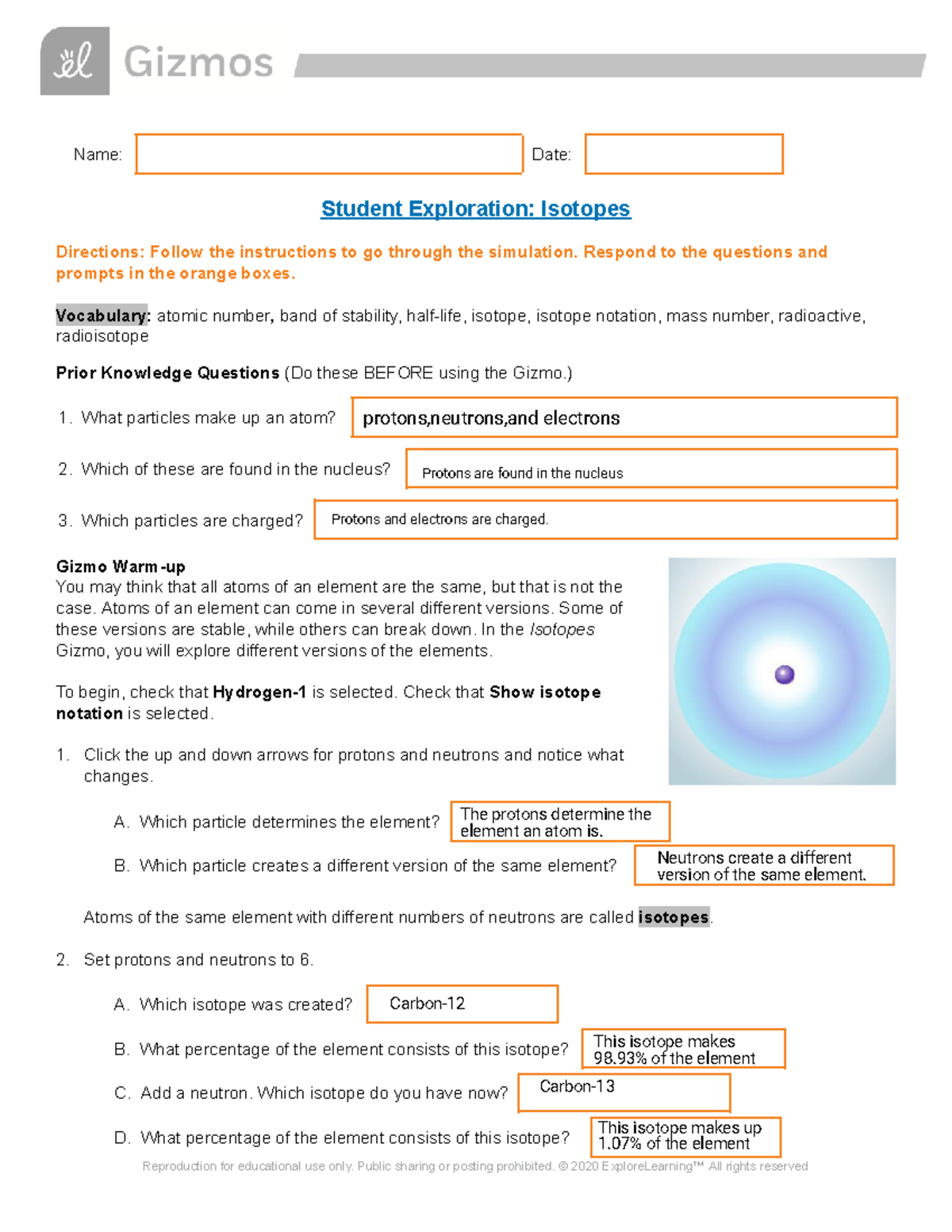 Isotopes Exploration Gizmo - Student Simulation Guide - Studocu