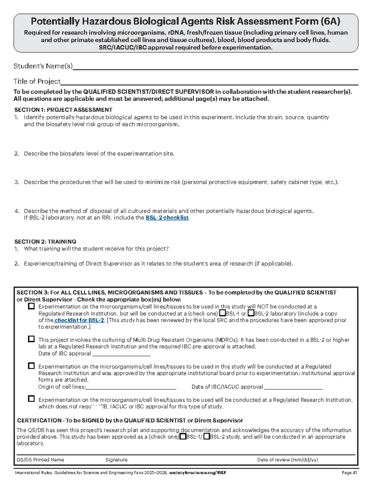 6A Risk Assessment Form for Potentially Hazardous Biological Agents ...
