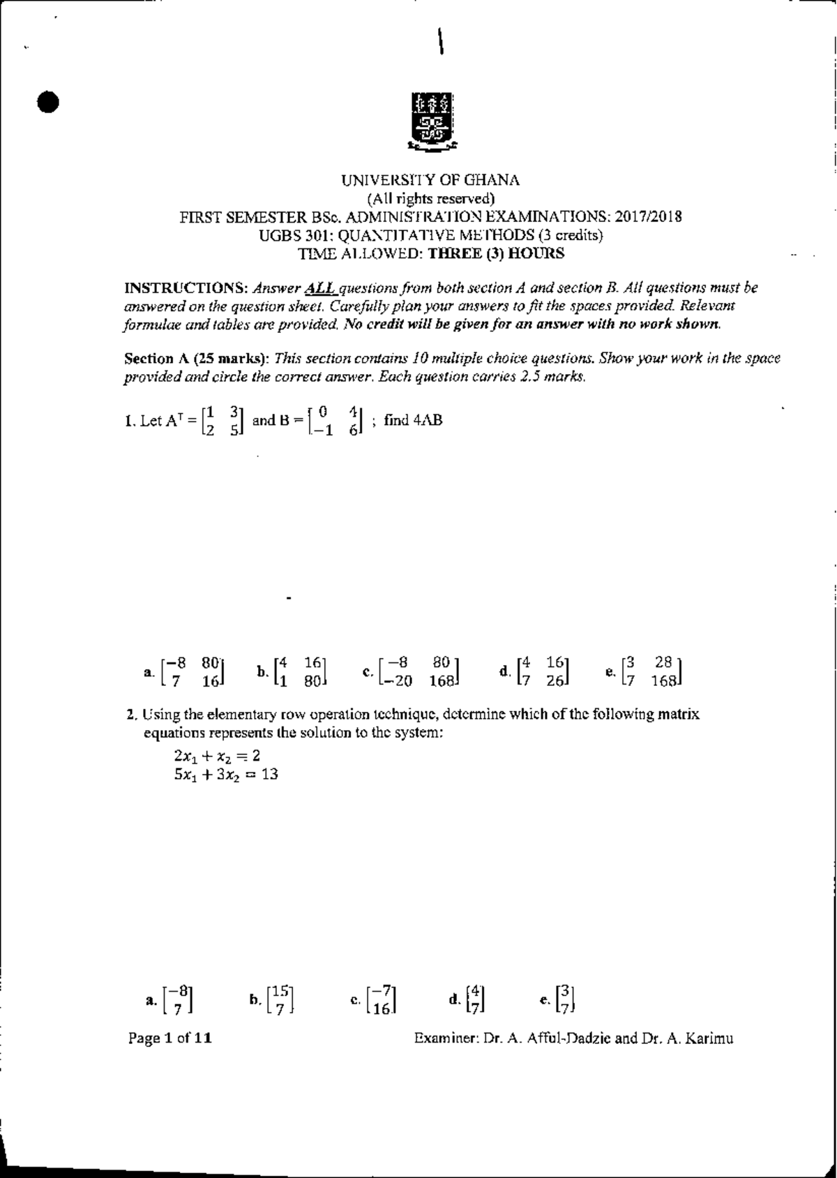 UGBS 301: Quantitative Methods Final Exam Review Notes - Studocu