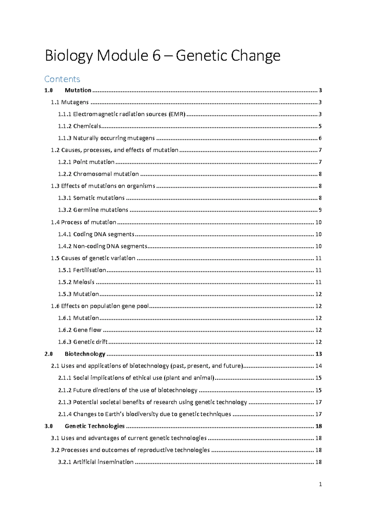 MODULE 6: BIOLOGY - BIO12-13: Explains natural genetic change and the ...