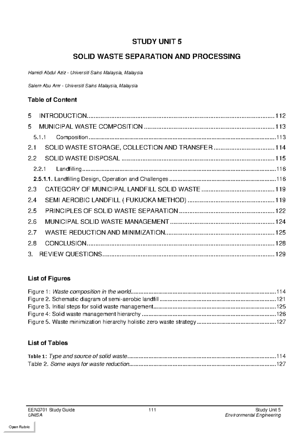EEN3701 Study Guide: Solid Waste Separation & Processing - Studocu