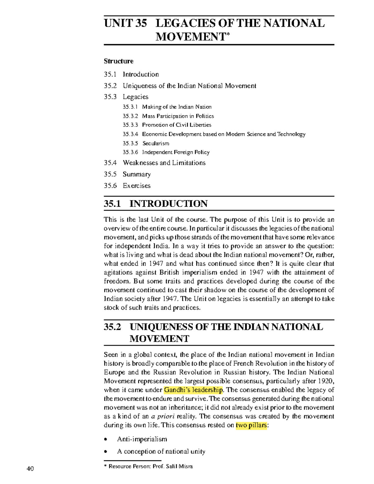 Legacies of the Indian National Movement: Insights and Impacts (MHI ...