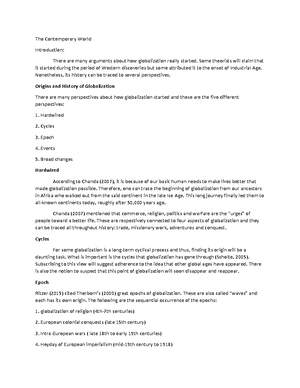 Economic Globalization and Global Trade - The Contemporary World ...