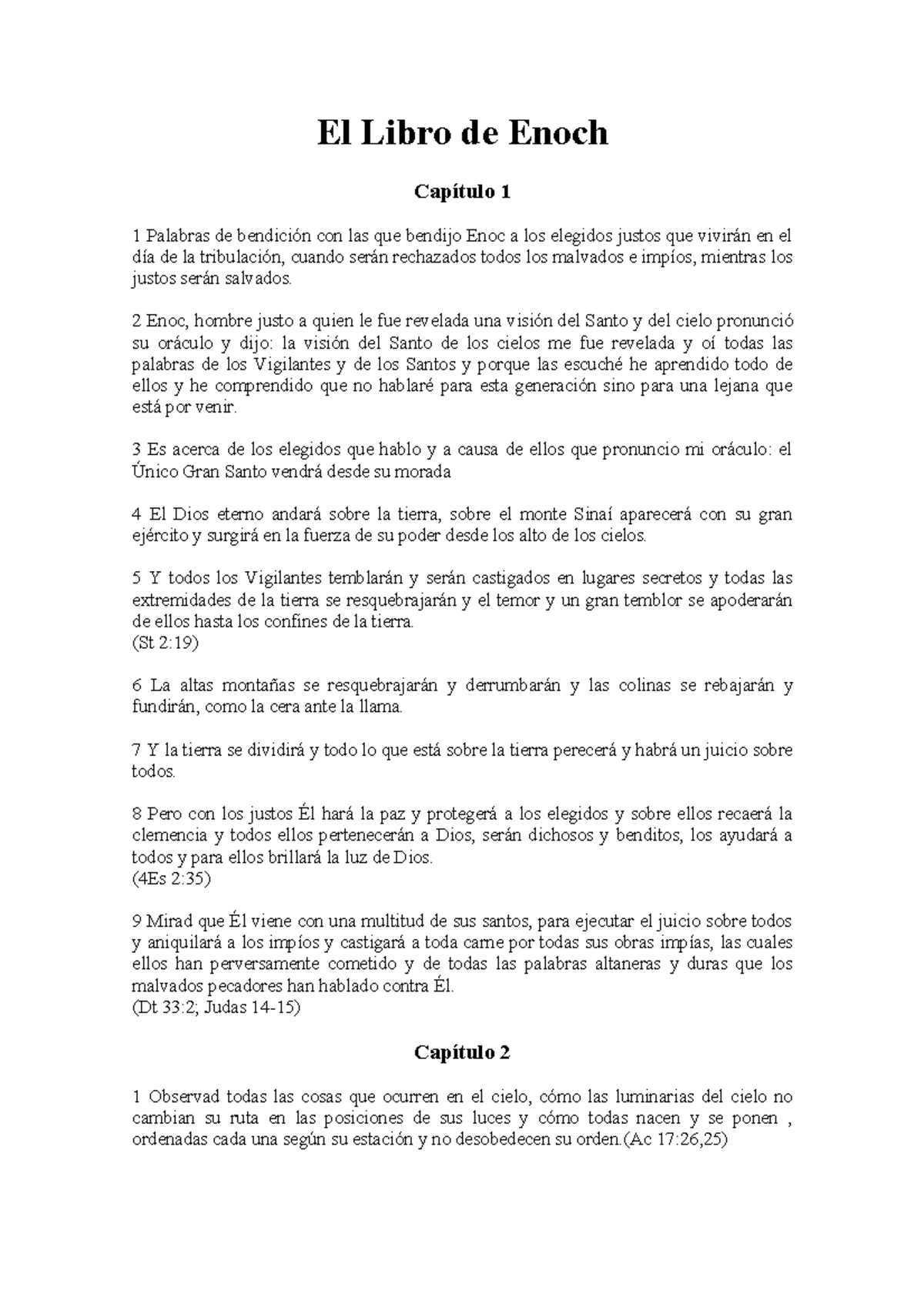 El Libro de Enoc: Capítulo 1 - Revelaciones y Juicios - Studocu