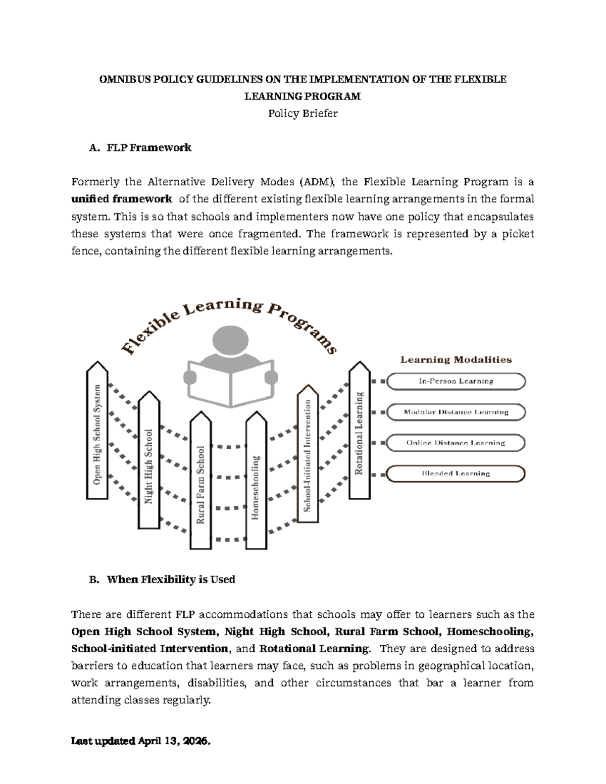 Flexible Learning Program Policy Briefer (FLP) Guidelines - Studocu