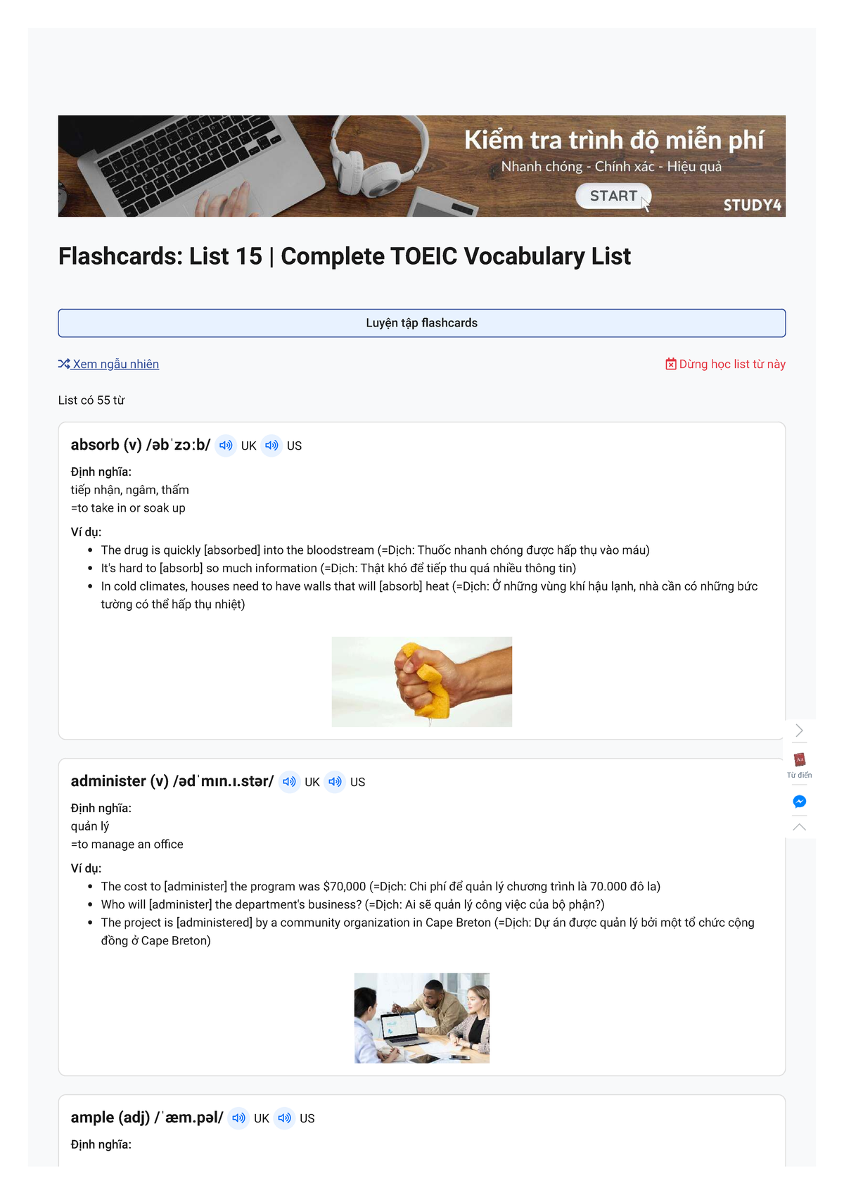LIST15 - Complete TOEIC Vocabulary Flashcards for Practice - Studocu