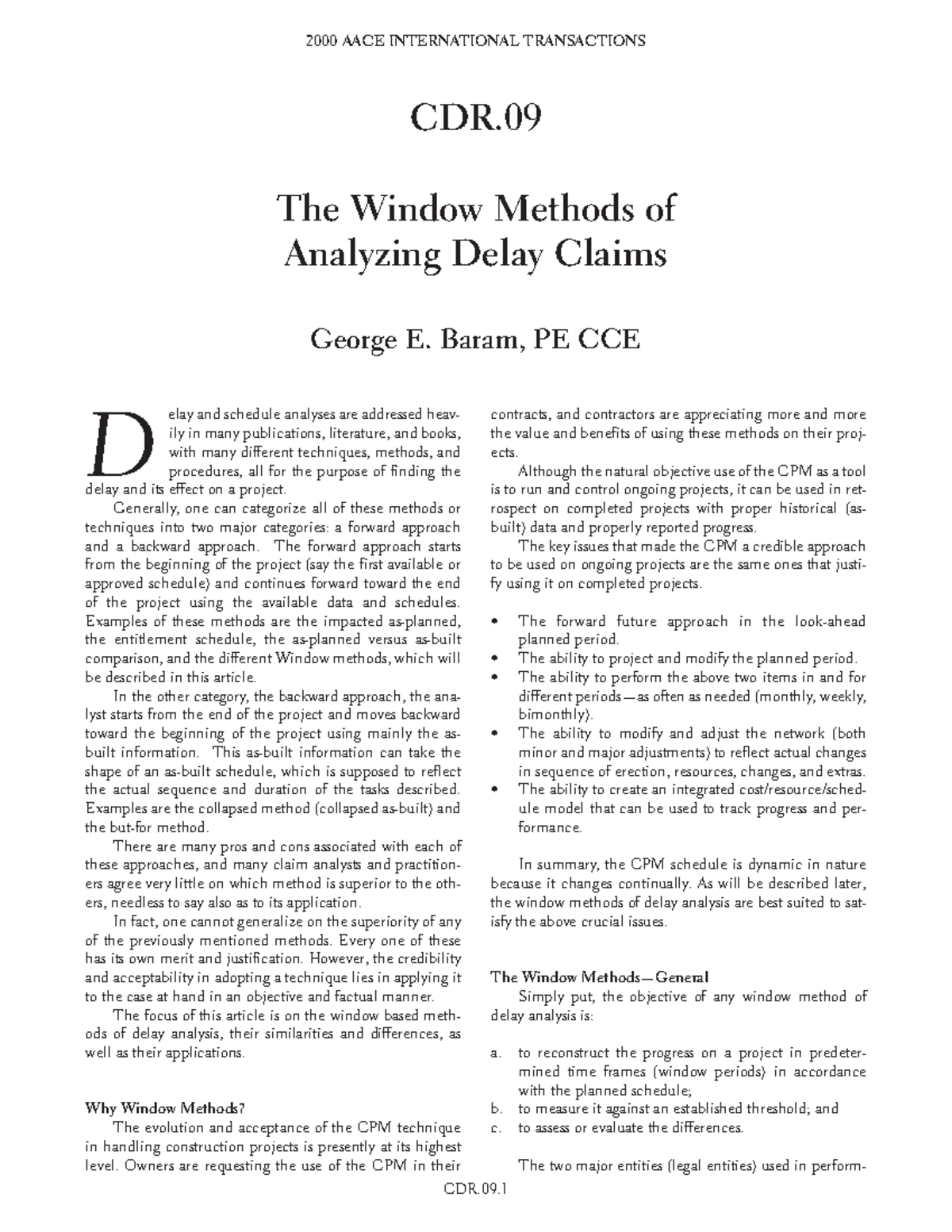 Construction Claims Delay Analysis Using Window Methods - TIA - Studocu