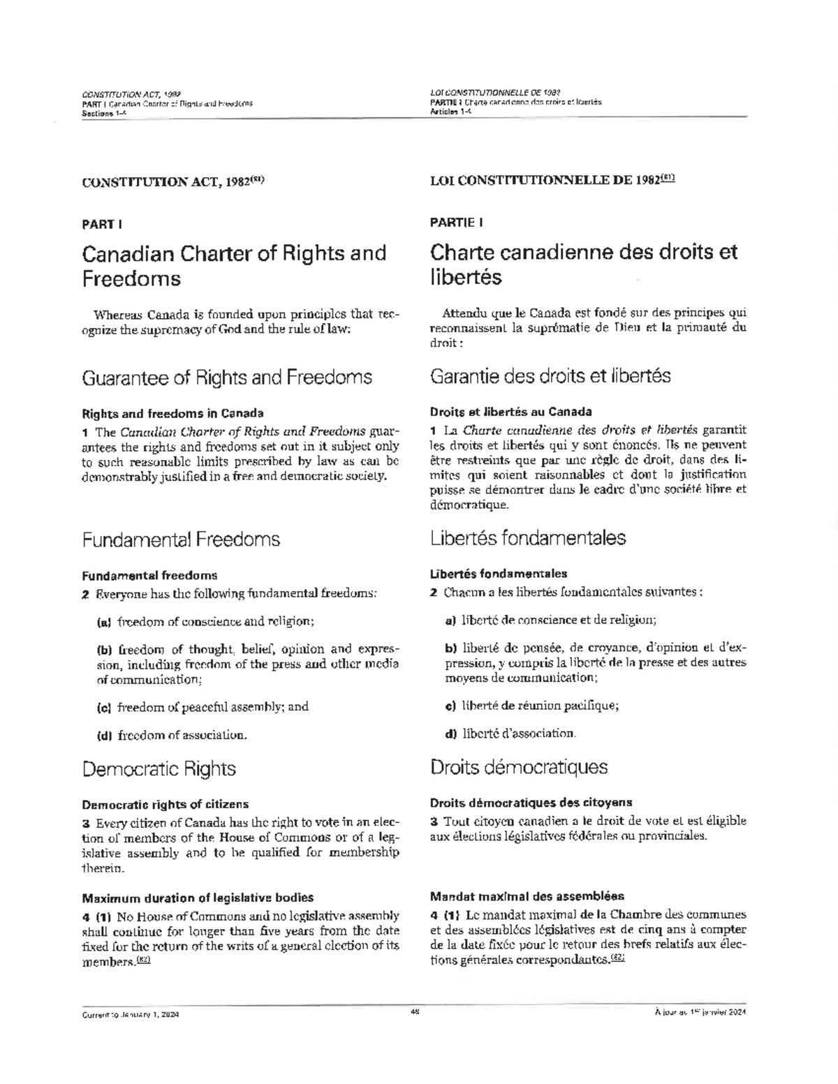 Constitution Act, 1982: Canadian Charter of Rights & Freedoms (Course 6 ...
