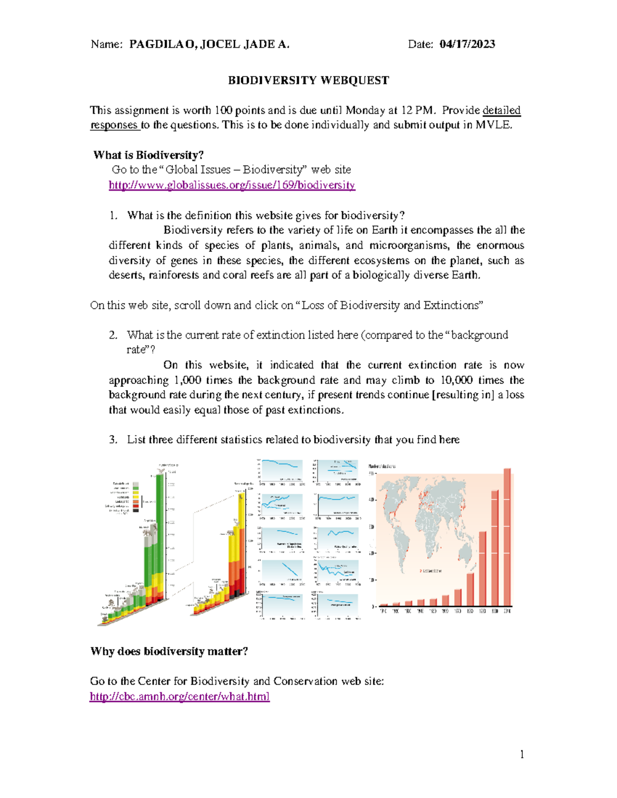 Biodiversity Webquest: Understanding Life on Earth and Its Importance - Studocu