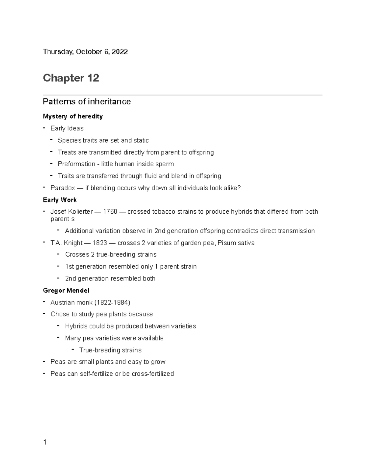 Chapter 12 - Inheritance Patterns and Mendel's Experiments - Studocu