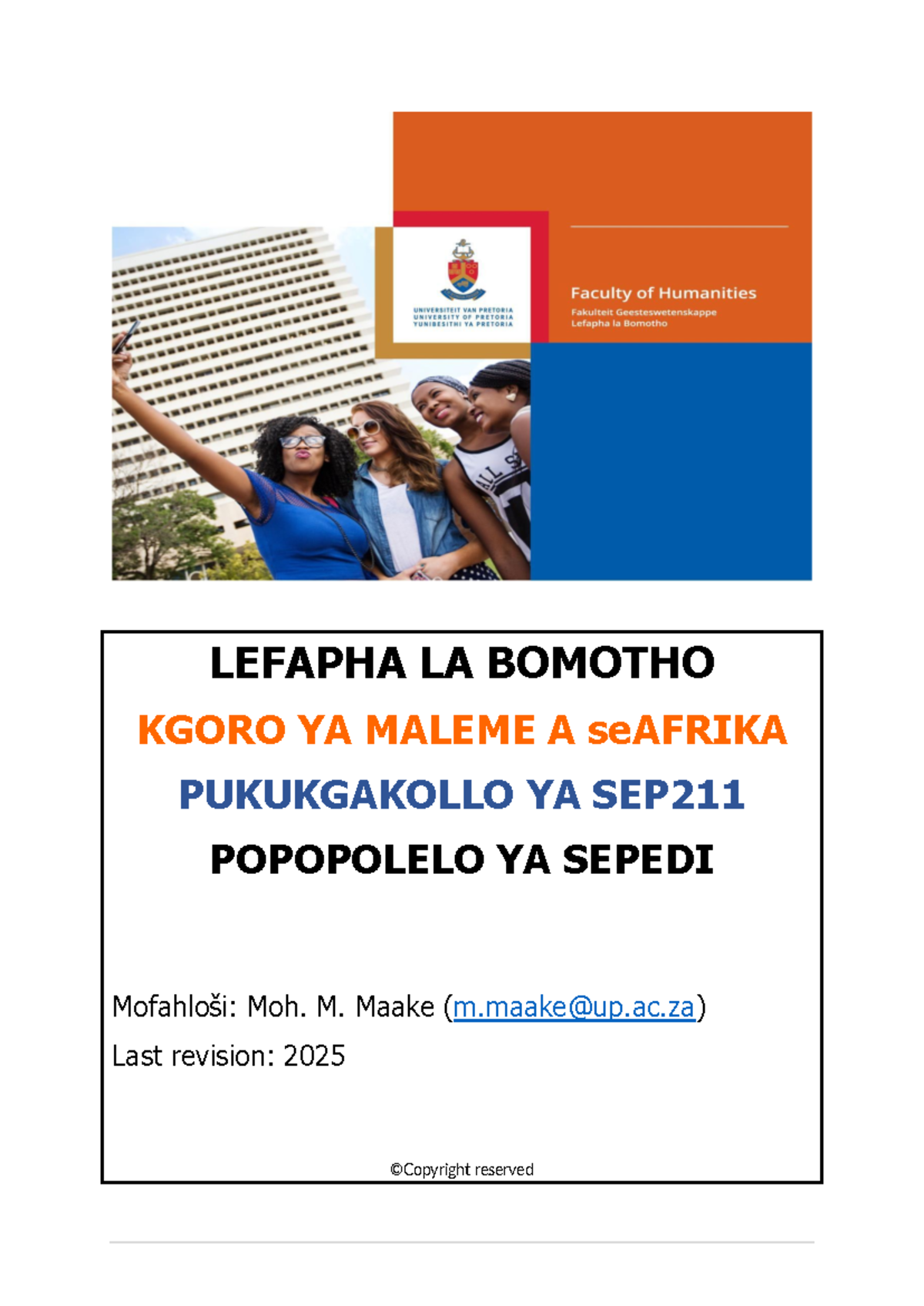 SEP211: Thutamedumo/Fonetiki le Morero wa Maina - Studocu
