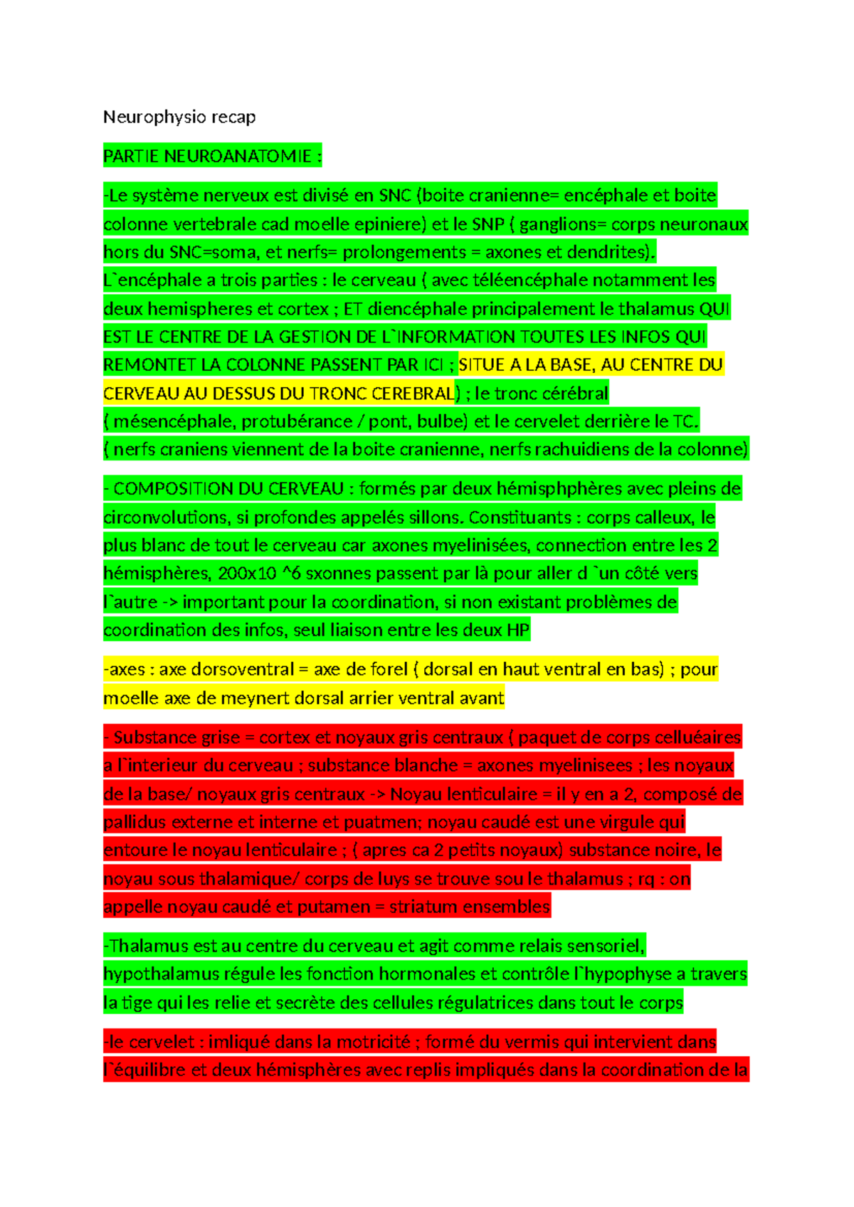 Neurophysio Cheat Sheet: SNC, SNP, and Brain Anatomy Overview - Studocu