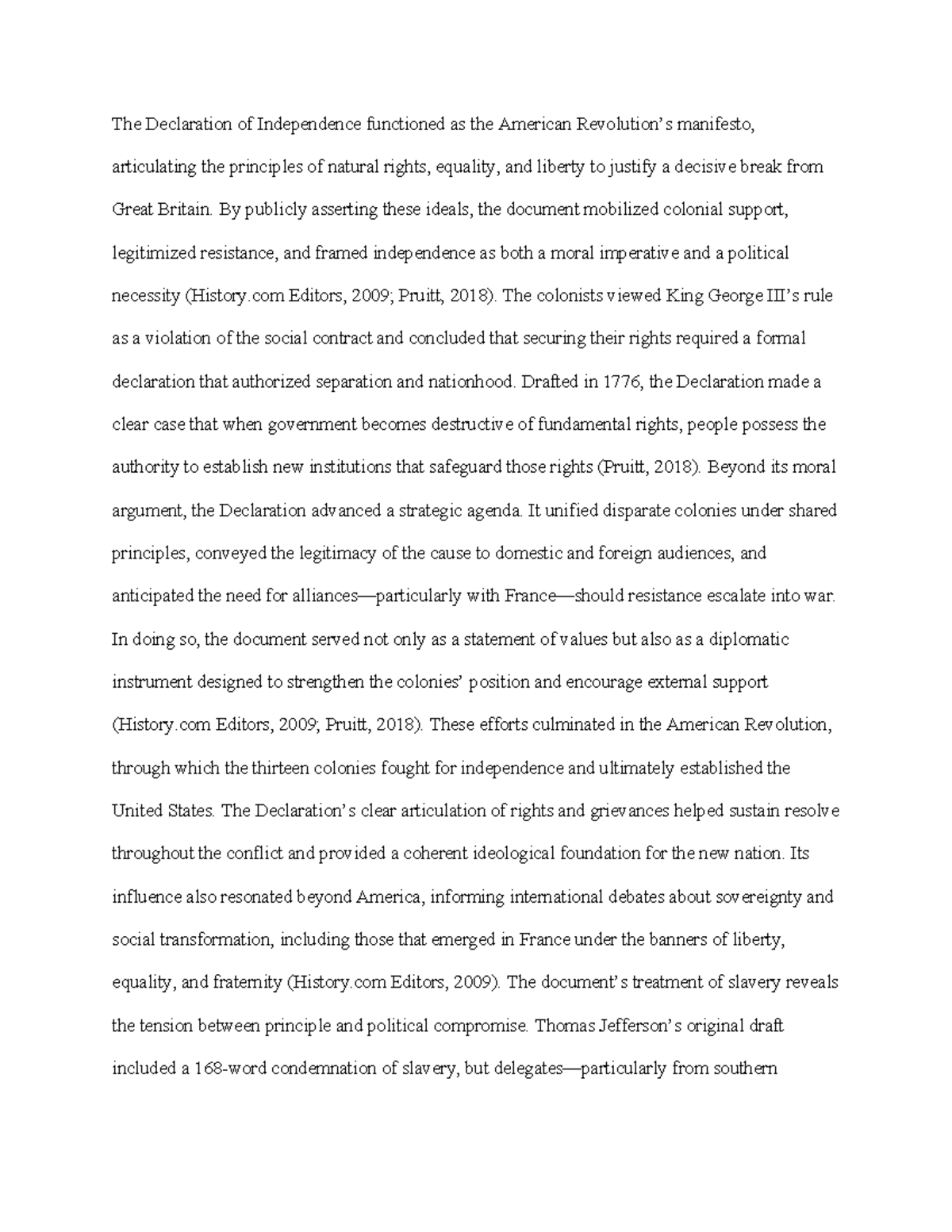 IDS-405 Short Paper: The Impact of the Declaration of Independence ...