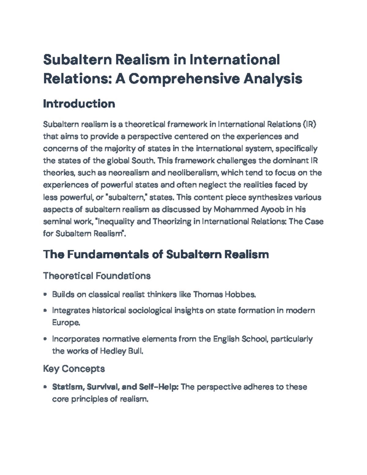 Subaltern Realism in International Relations: A Comprehensive Study ...