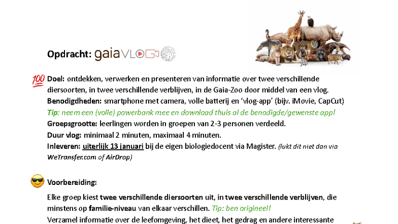 Gaiavlog: Biologie Opdracht over Twee Diersoorten en Verblijven ...
