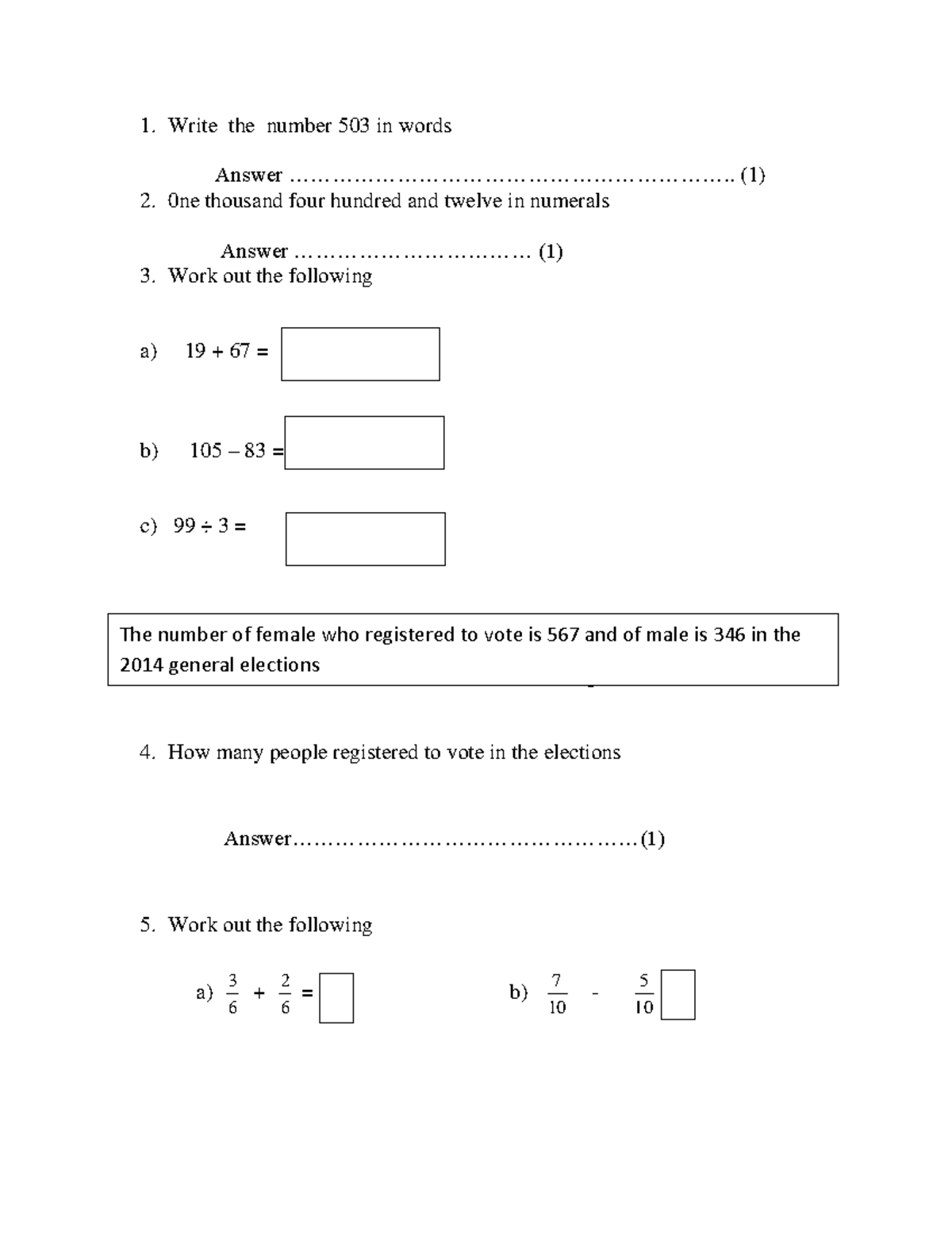 Standard 5, 6 & 7 Mathematics End of Term II Examination Papers - Studocu