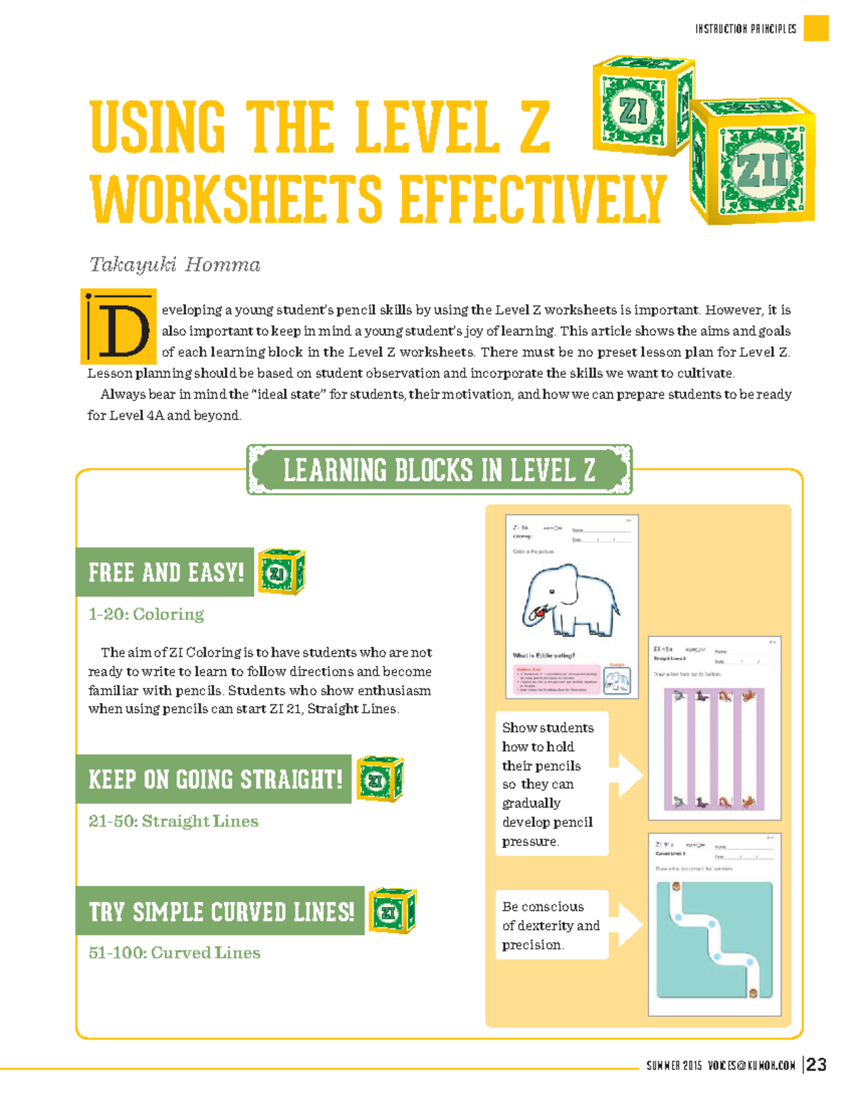 Level Z Instruction Principles - Young Learner Worksheet Guide - Studocu