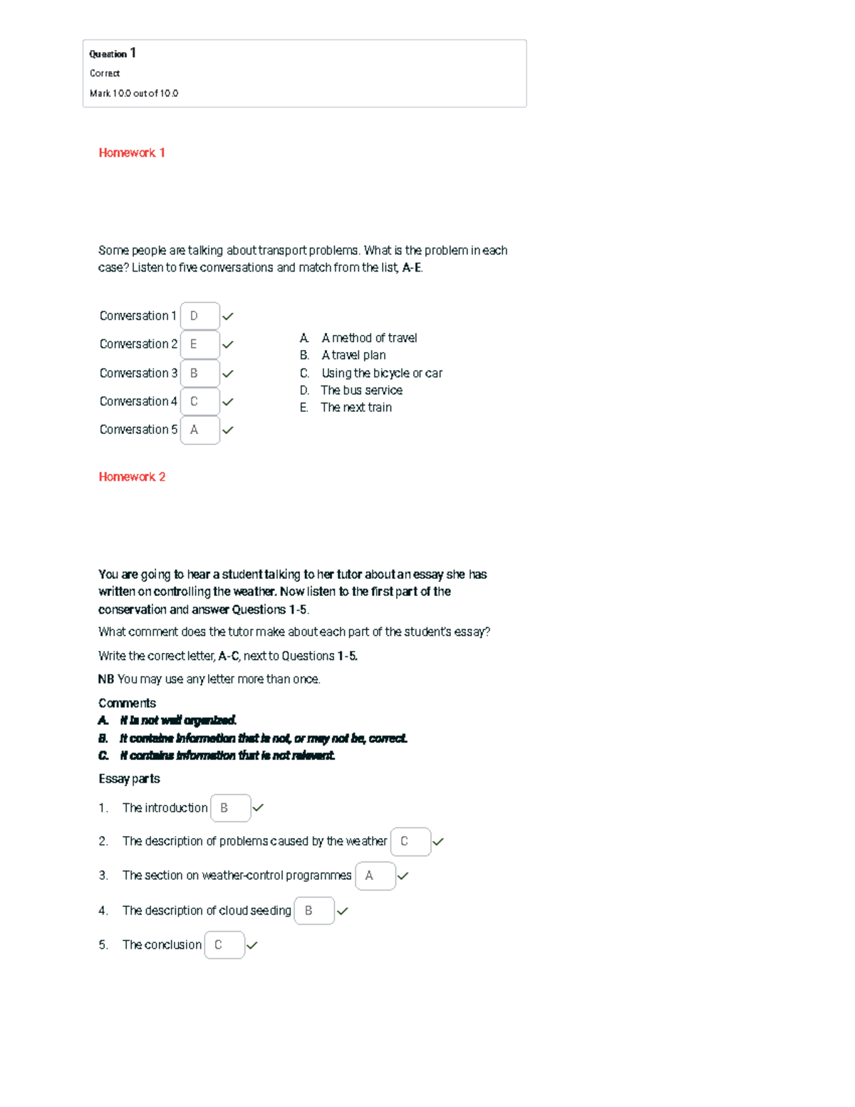 L17A.U8.Listening Practice: Matching Exercises Review - Studocu