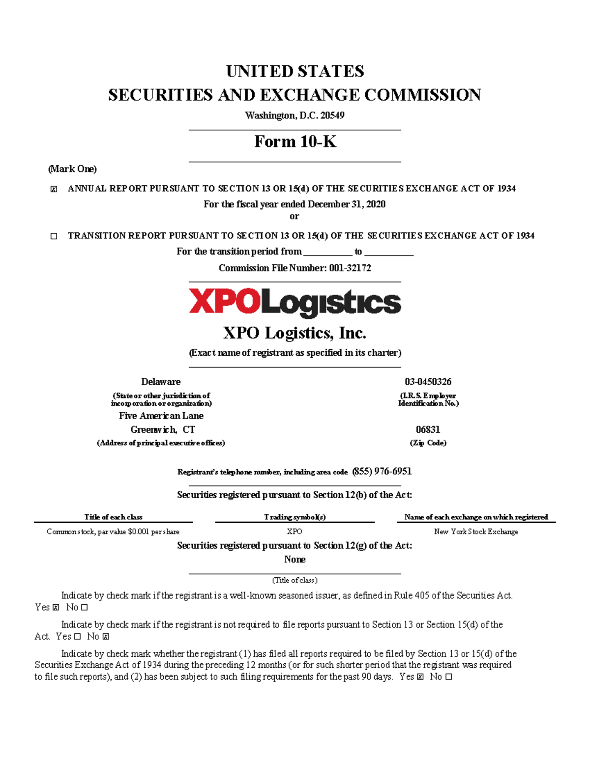 XPO - Overview and Summary of the 2020 Annual Report Form 10-K - Studocu